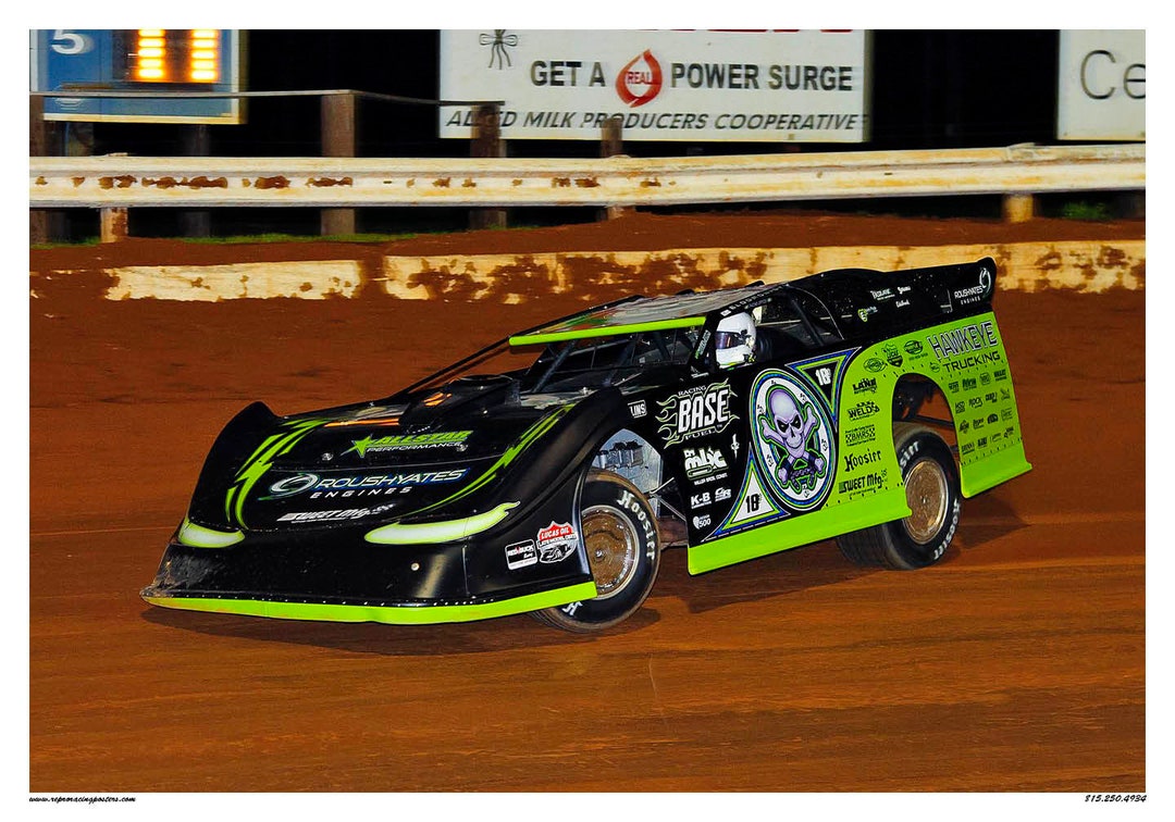 Vintage Reproduction Racing Poster Scott Bloomquist Green Black Dirt ...
