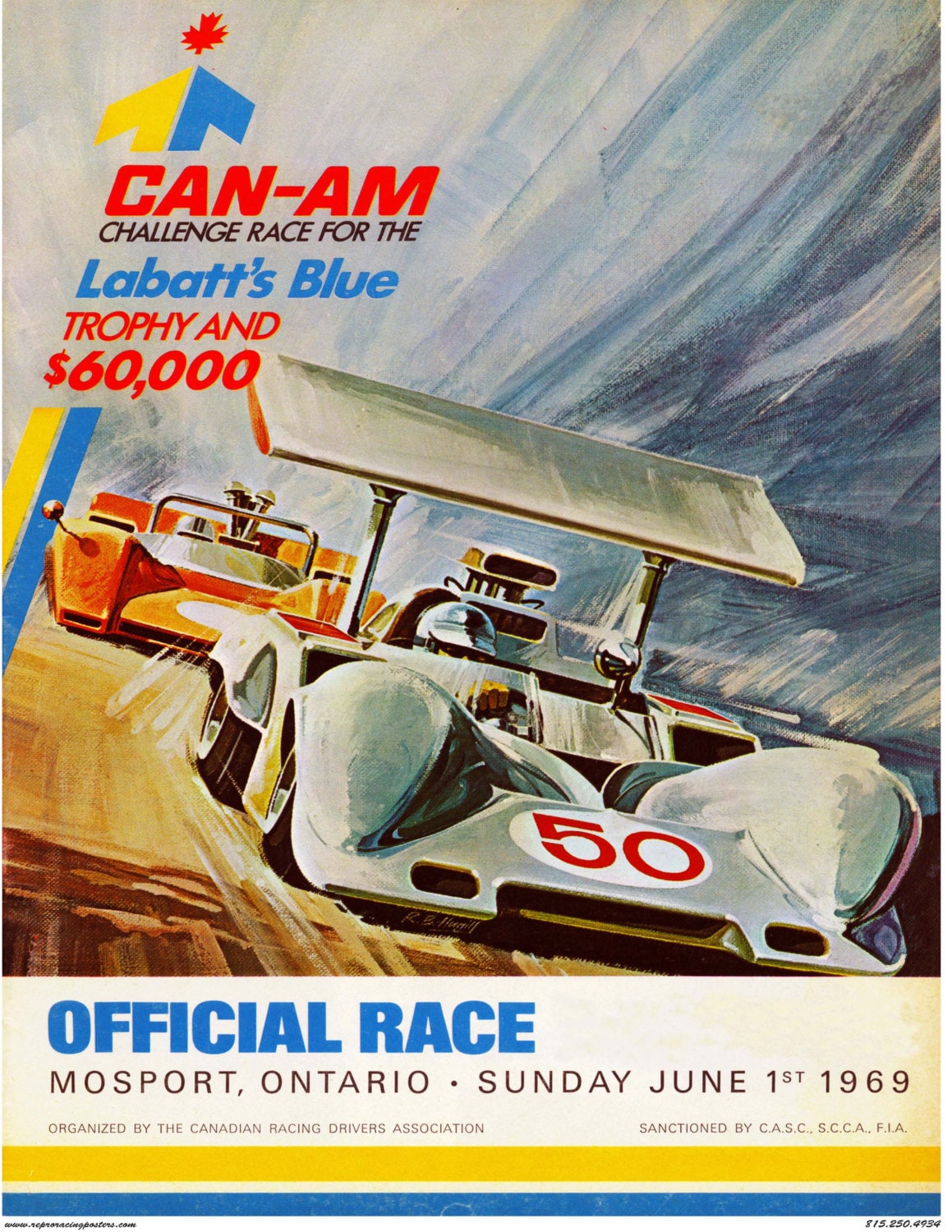 Vintage Reproduction Racing Poster 1969 Mosport Can-am - Etsy