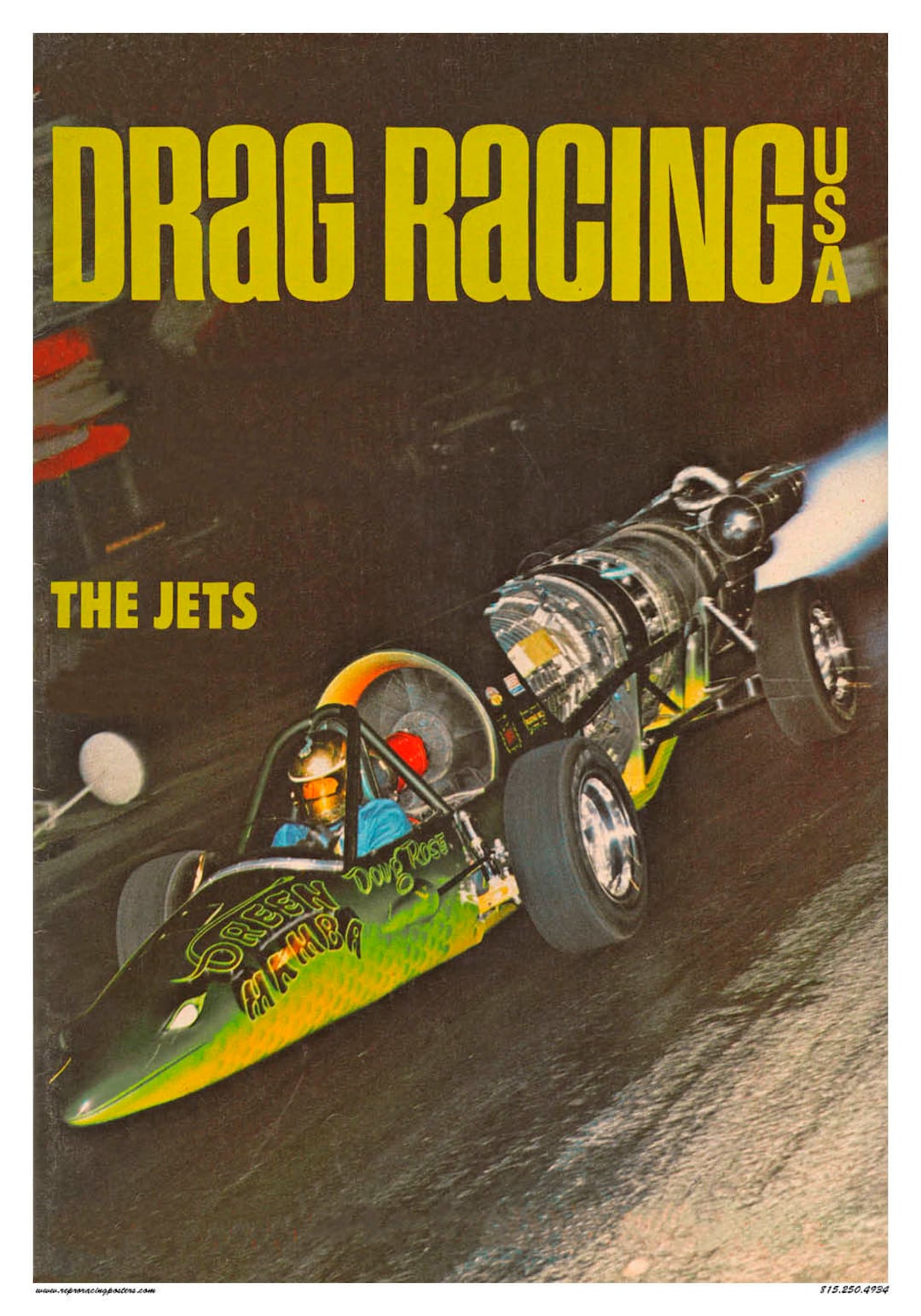 Vintage Reproduction Racing Poster Drag Racing Doug Rose Green Mamba ...