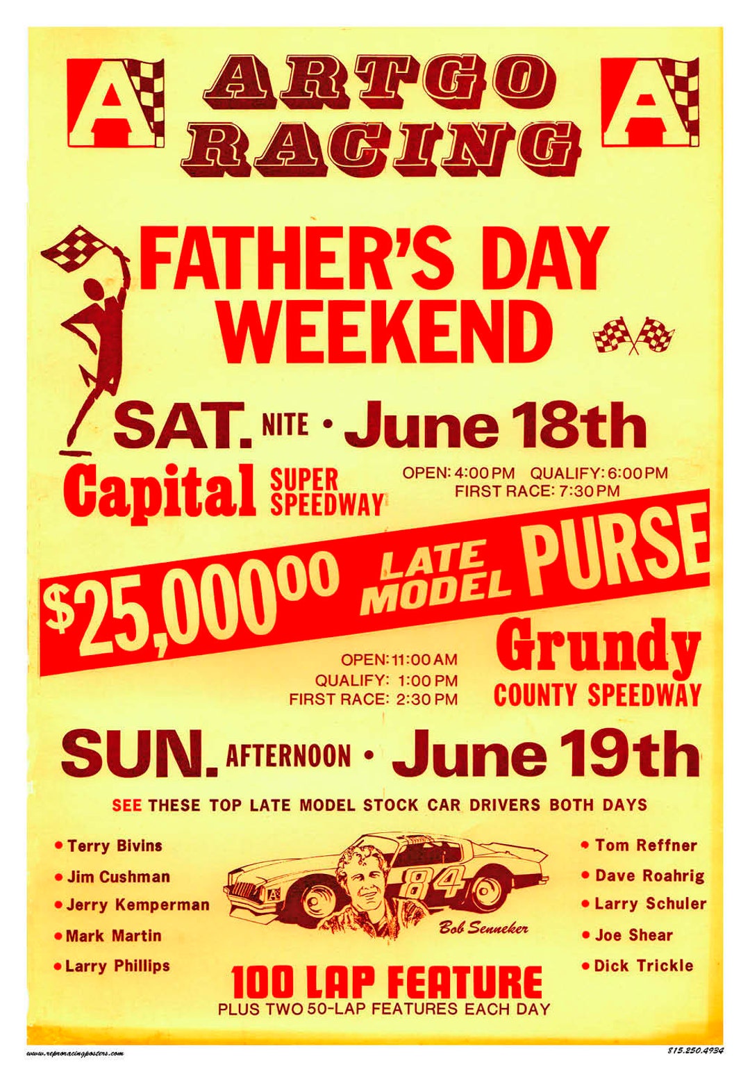 Vintage Reproduction Racing Poster Capital Super Speedway Grundy County ...