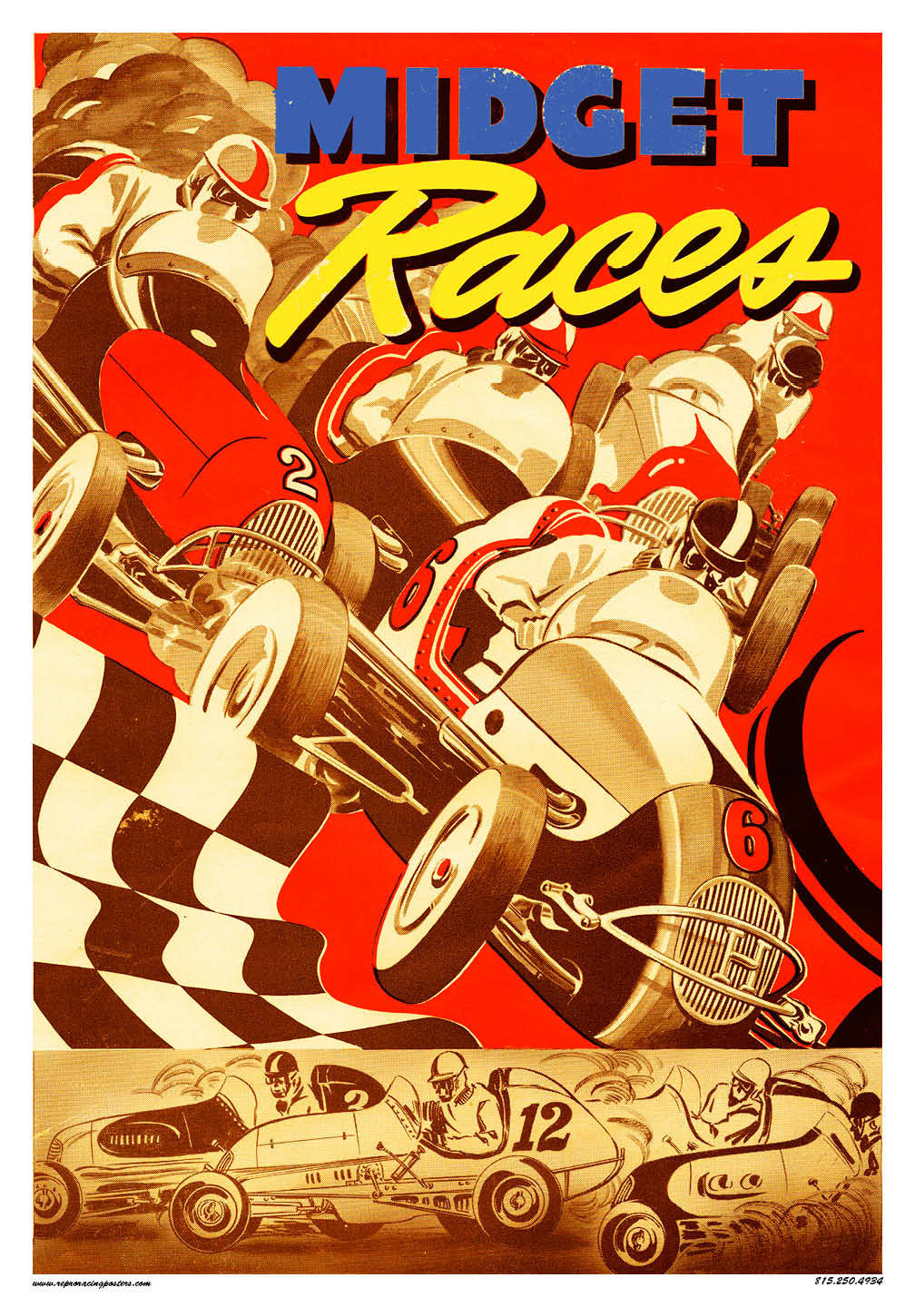 Vintage Reproduction Racing Poster 1940 générique Midget Races | Etsy