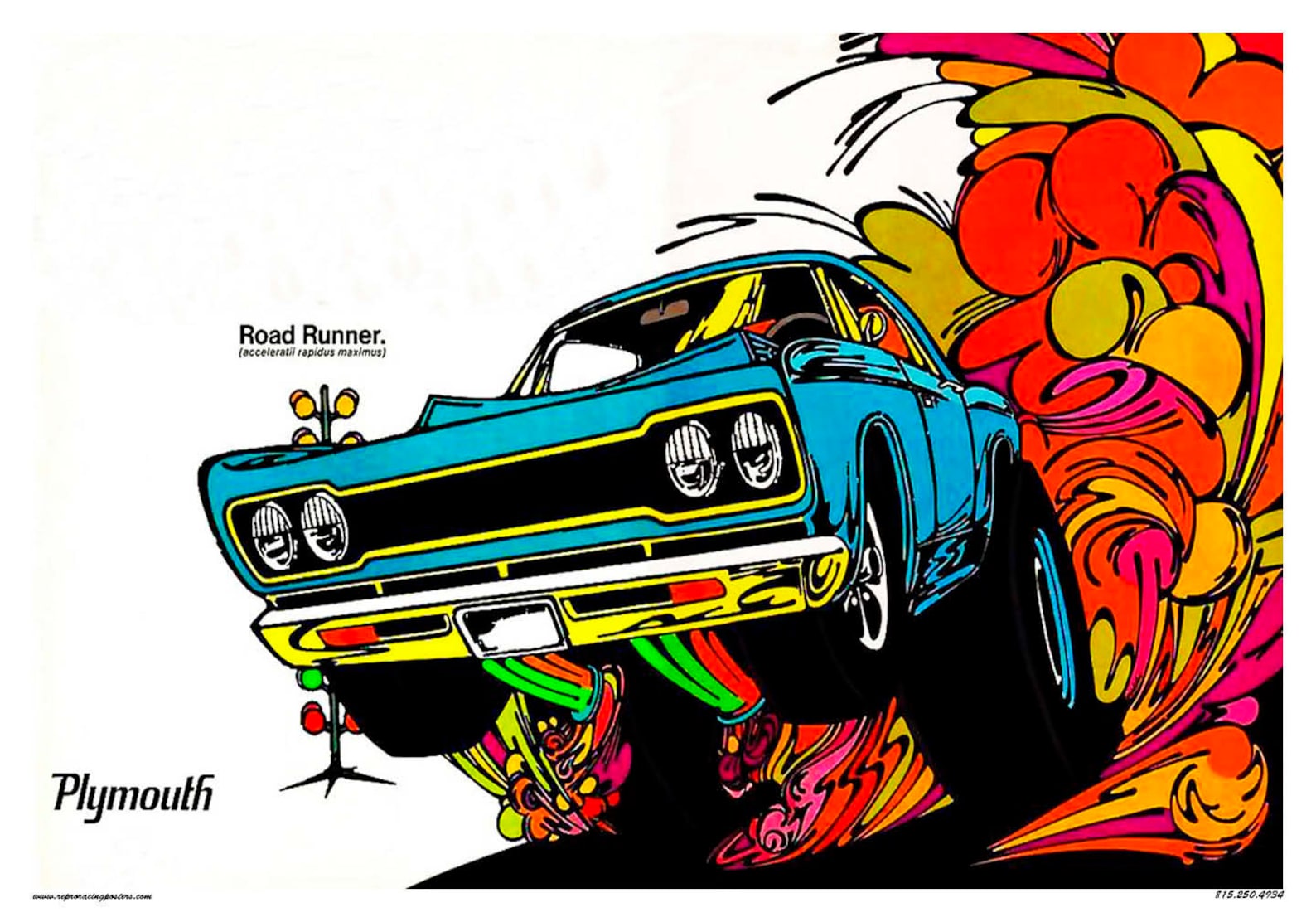 Vintage Reproduction Racing Poster Chrysler Plymouth Road Runner Rapid ...