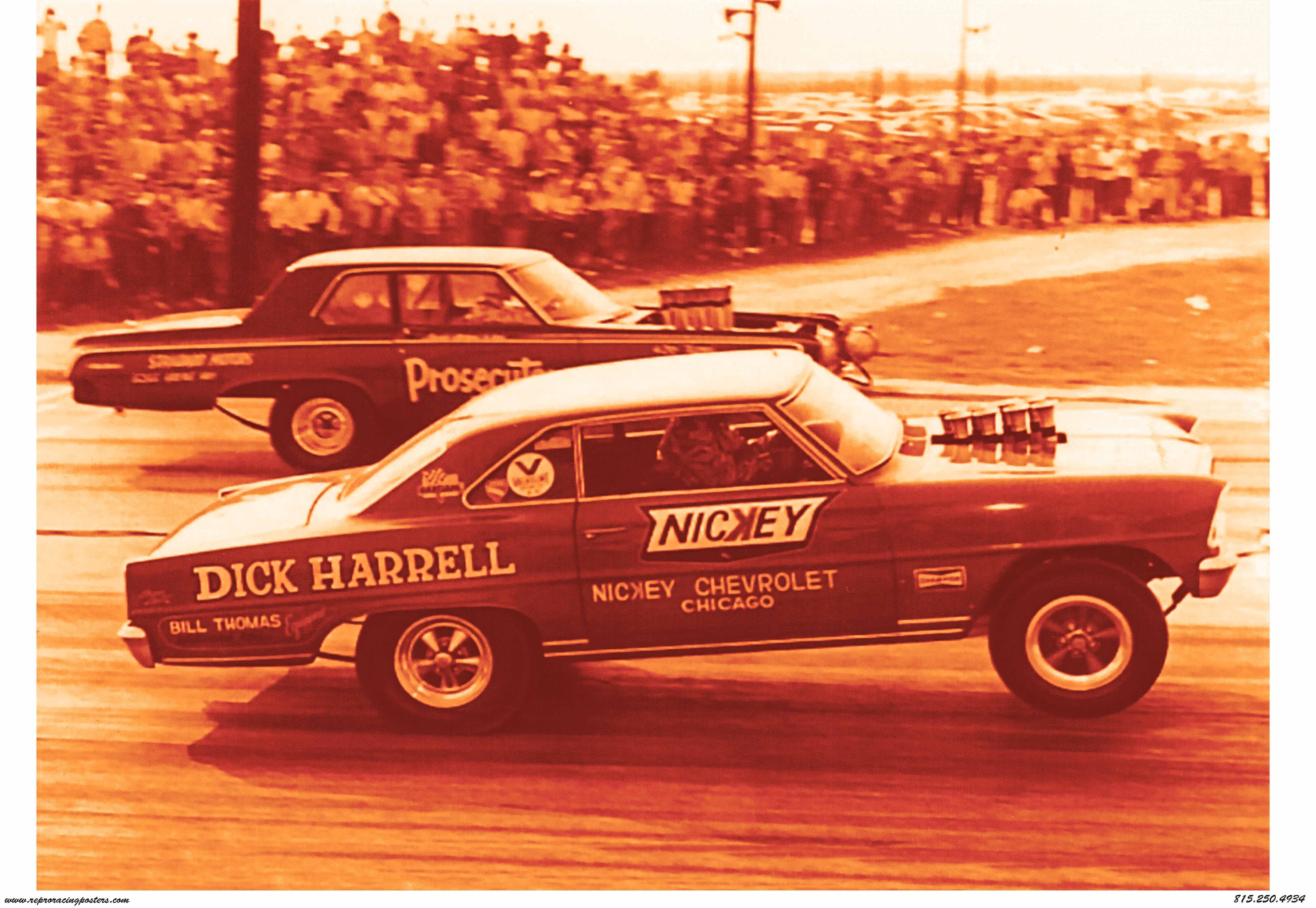 Vintage Reproduction Racing Poster Dick Harrell Nickey Chevrolet Nova ...