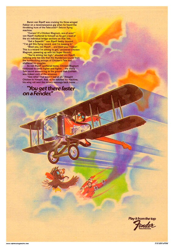 Vintage Reproduction Poster Fender Guitars and Amps Red Baron - Etsy