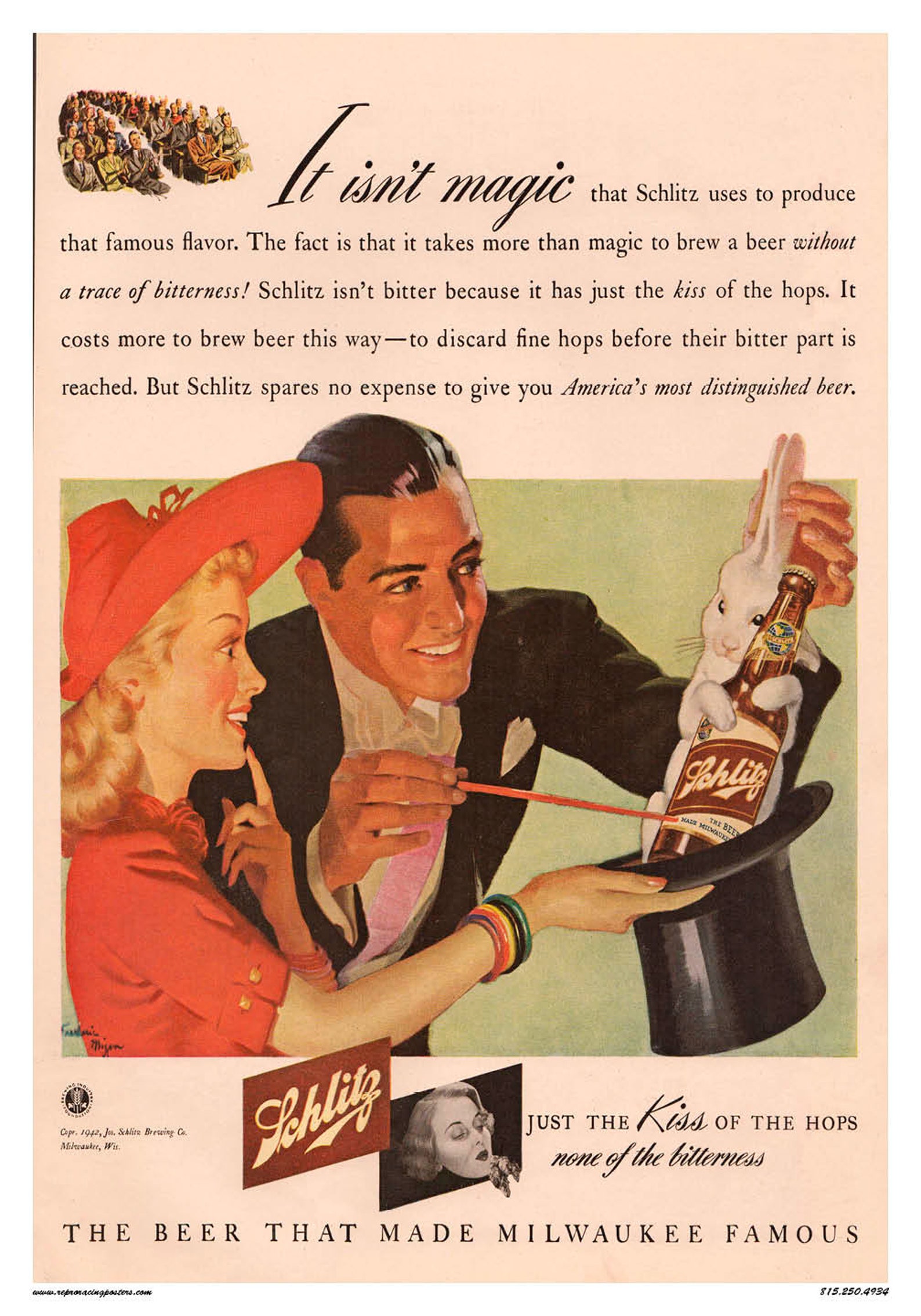 Vintage Reproduction Poster Schlitz Beer Magic - Etsy