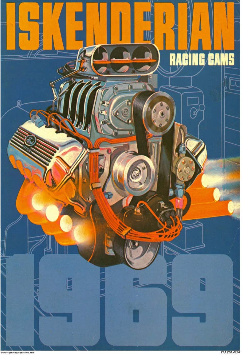 Vintage Reproduction Racing Poster Iskenderian Cams 1969 Ford - Etsy