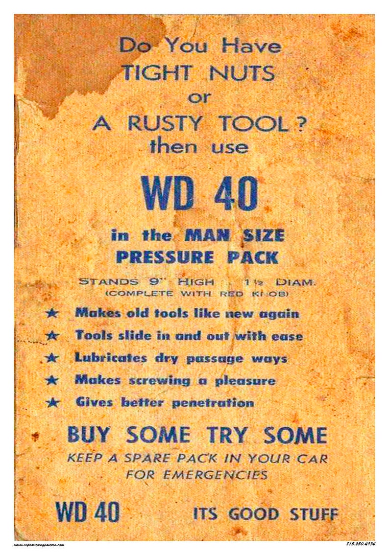 Vintage Reproduction Poster WD 40 1964 Real Ad - Etsy