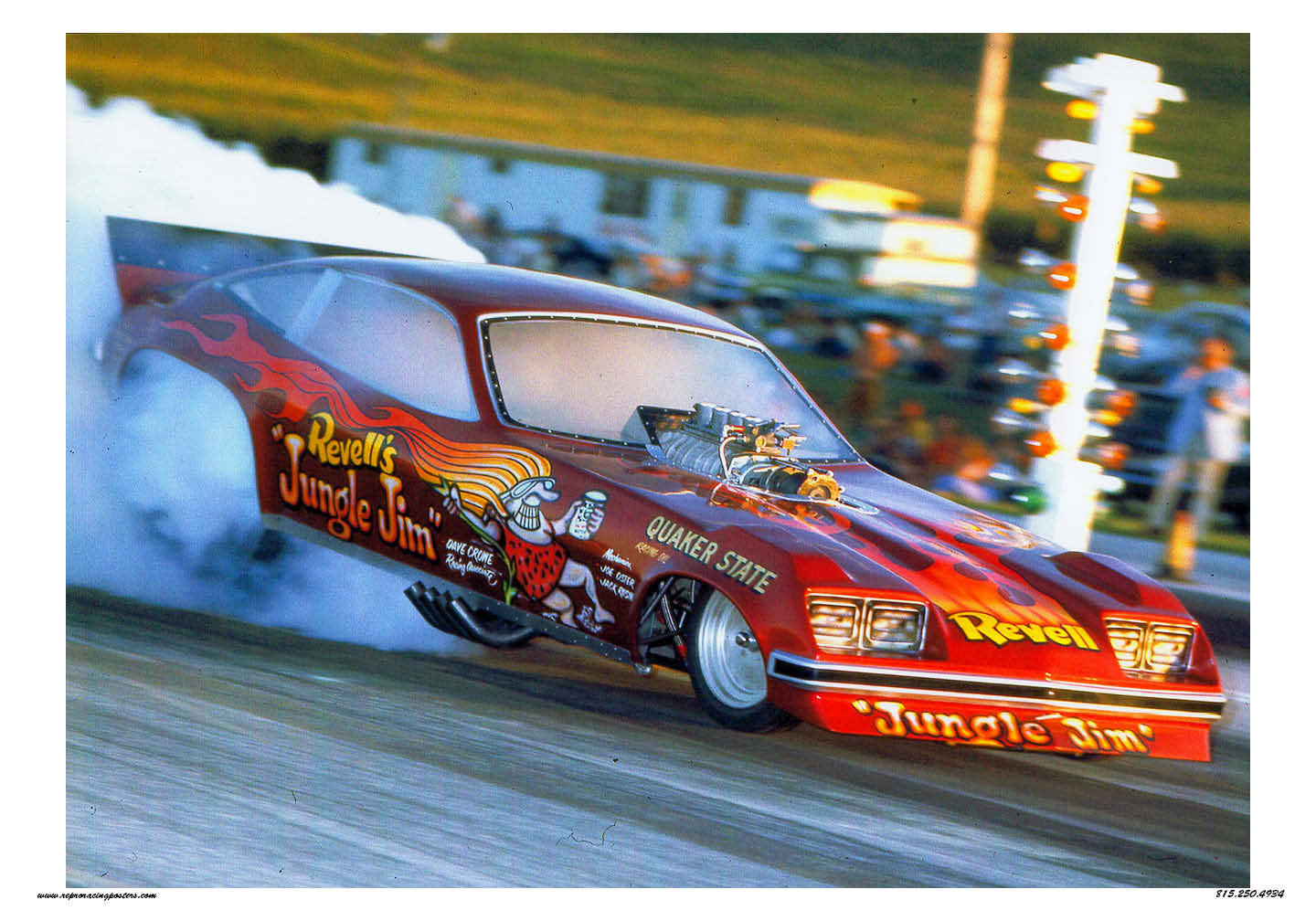 Vintage Reproduction Racing Poster Jungle Jim Funny Car Big Smoky Burn ...