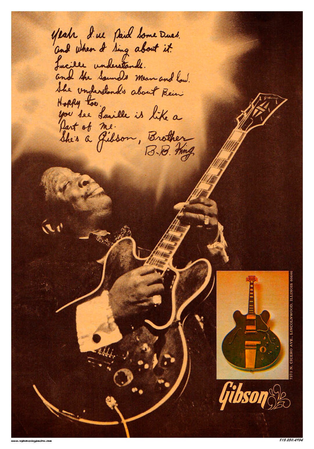 Vintage Reproduction Poster B B King Gibson Guitars - Etsy