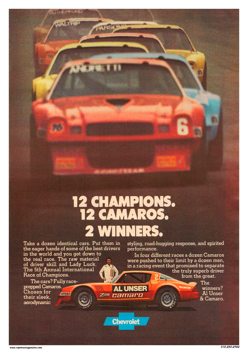 Vintage Reproduction Racing Posters IROC Camaro Al Unser - Etsy