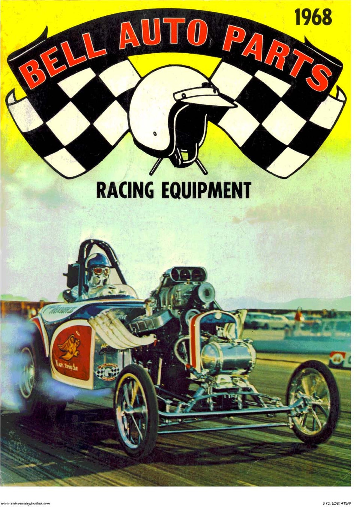 Vintage Reproduction Racing Poster 1968 Bell Auto Parts Pure Heaven ...