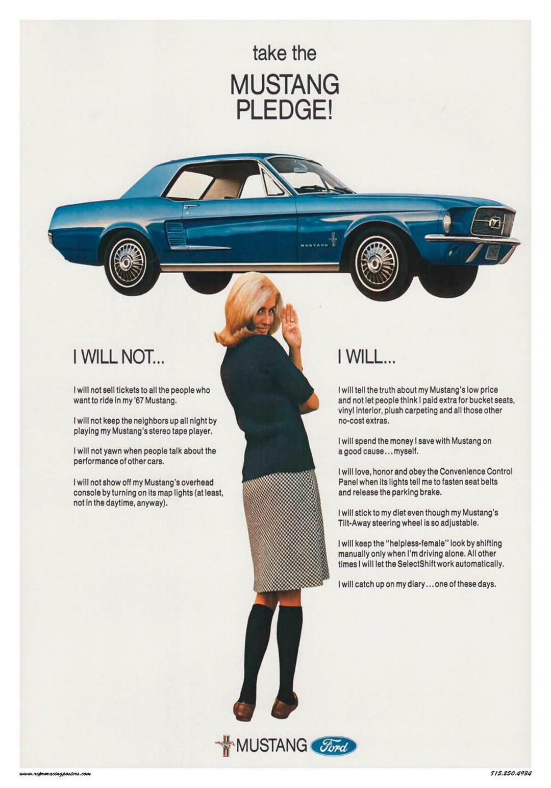 Vintage Reproduction Poster Mustang Pledge Garage Art - Etsy