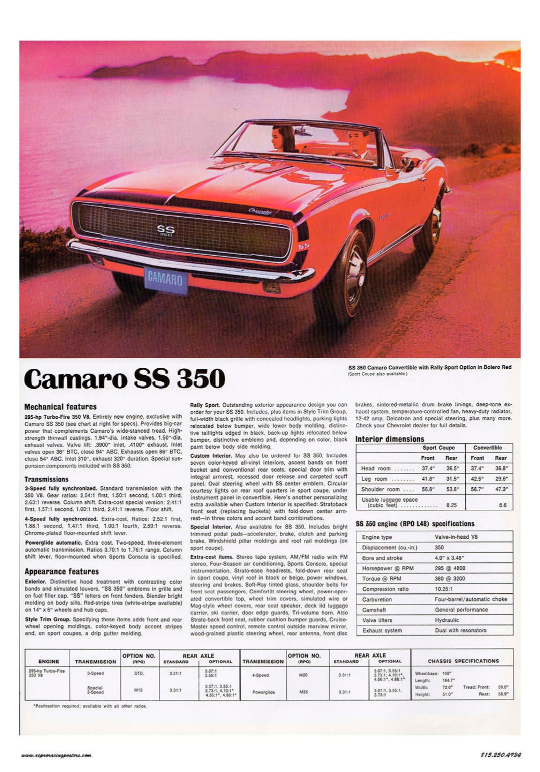 Vintage Reproduction Poster 1967 Camaro SS 350 Muscle Car - Etsy