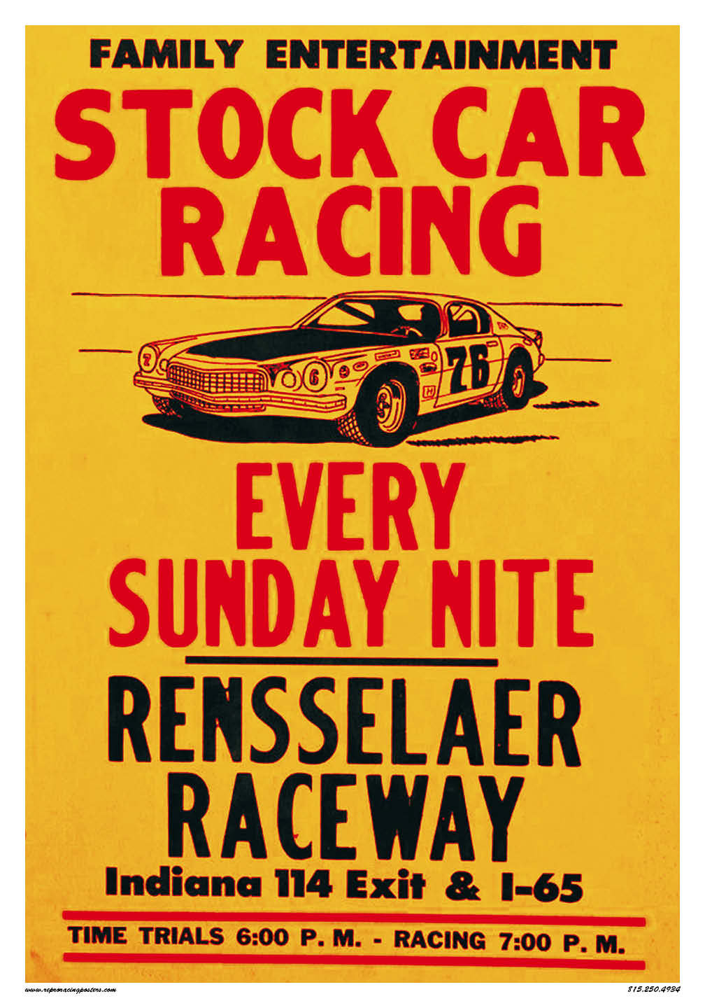 Vintage Reproduction Racing Poster Rensselaer Raceway Sunday Nite Stock ...