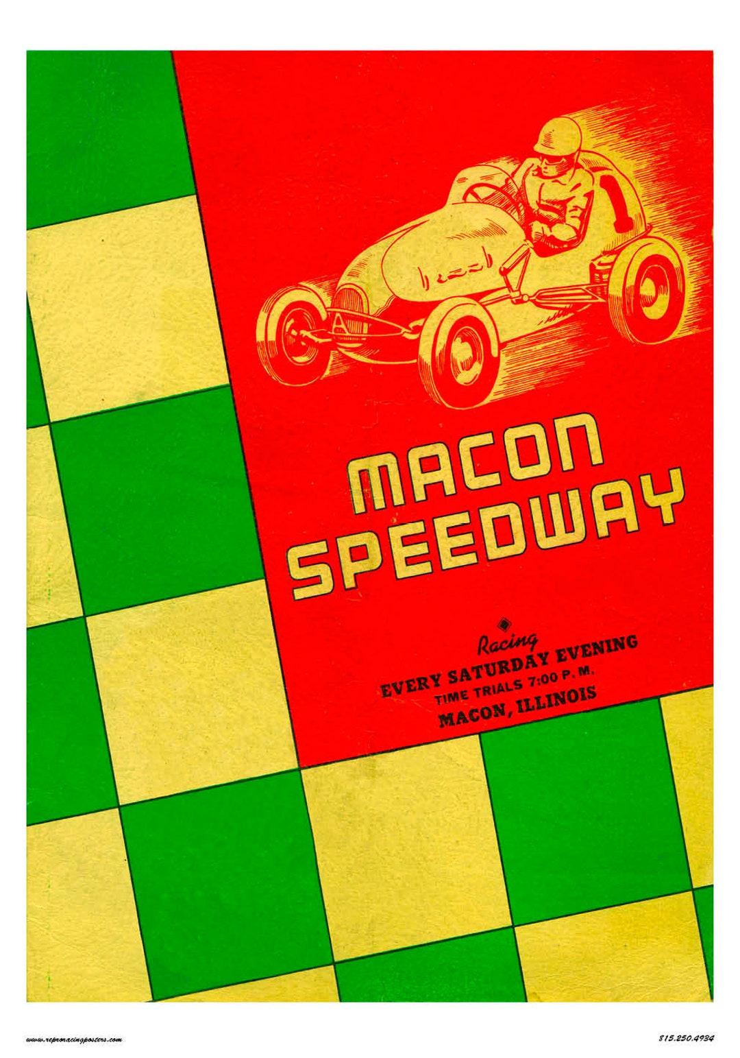 Vintage Reproduction Racing Poster Macon Speedway Midget Races - Etsy
