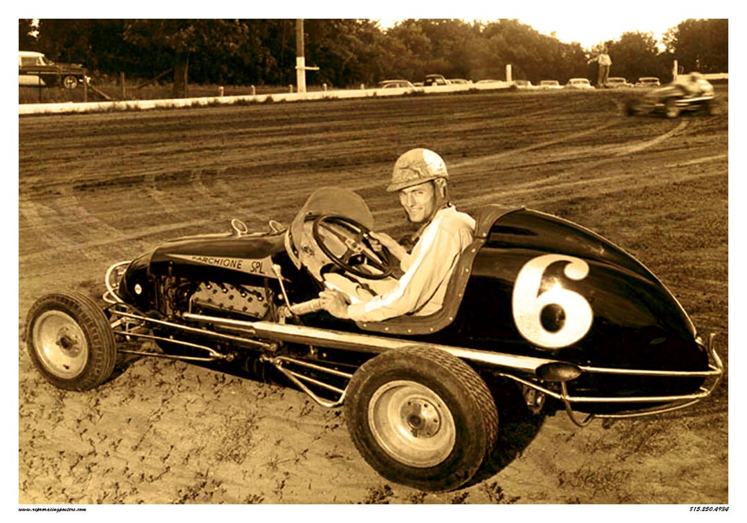 Vintage Reproduction Racing Poster Billy Wood Hall of Fame Midget Racer ...