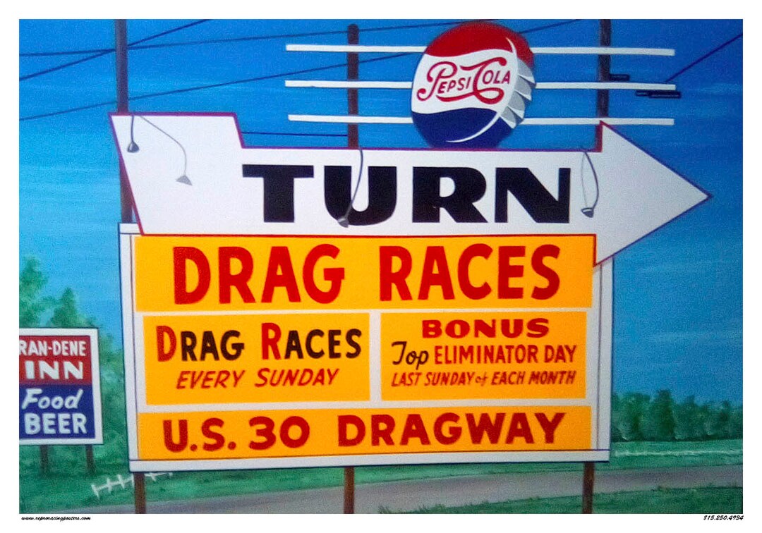 Vintage Reproduction Racing Poster U S 30 Drag Strip Sign - Etsy