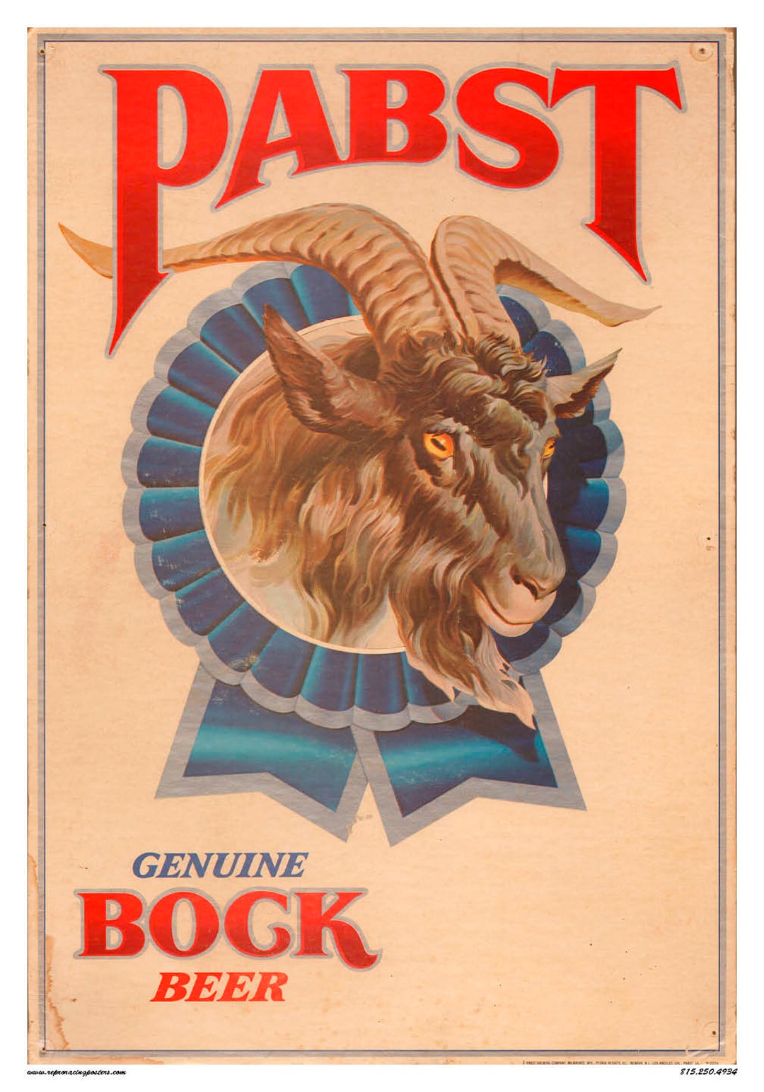 Vintage Reproduction Poster Pabst Blue Ribbon Bock Beer - Etsy