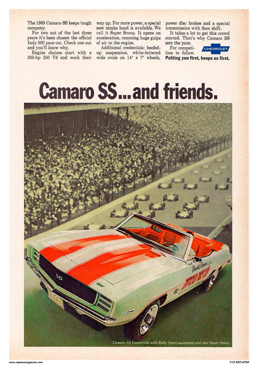 Vintage Reproduction Racing Poster Chevrolet Camaro Pace Car - Etsy