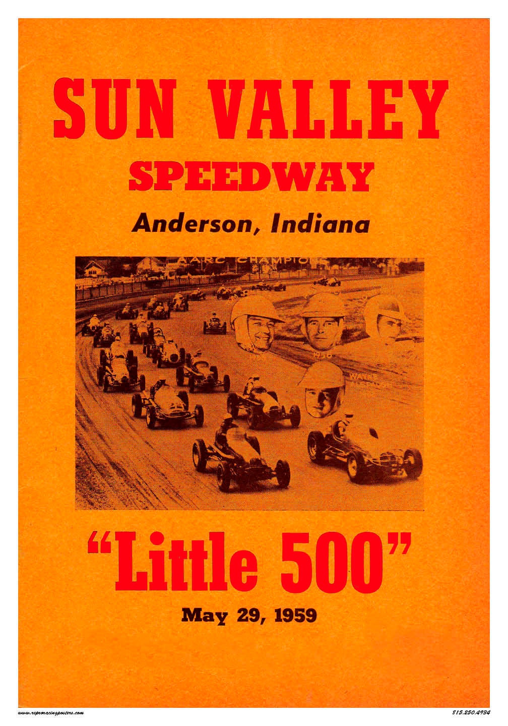 Vintage Reproduction Racing Poster Sun Valley Speedway Little 500 ...