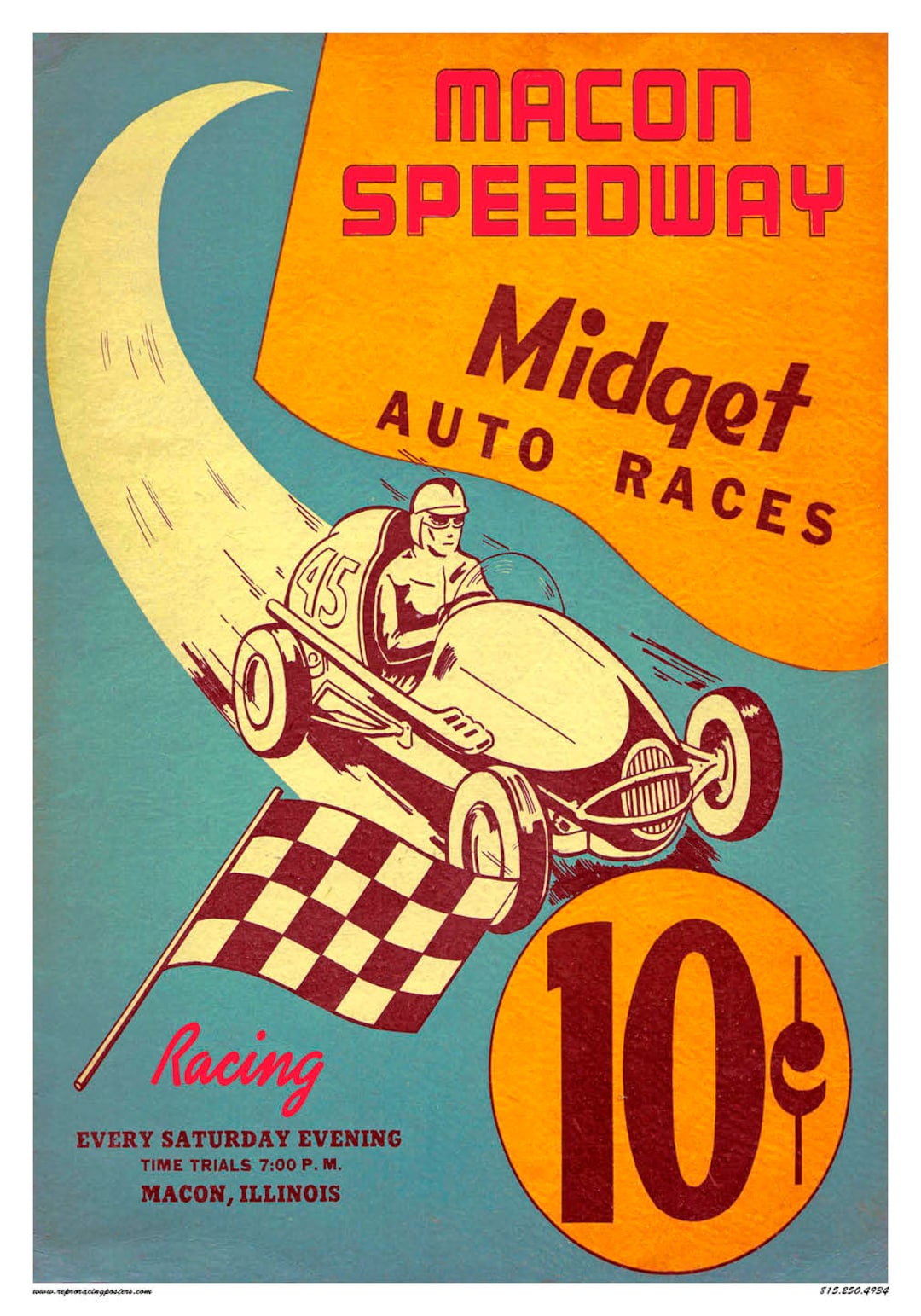Vintage Reproduction Racing Poster Macon Speedway Midget Races - Etsy