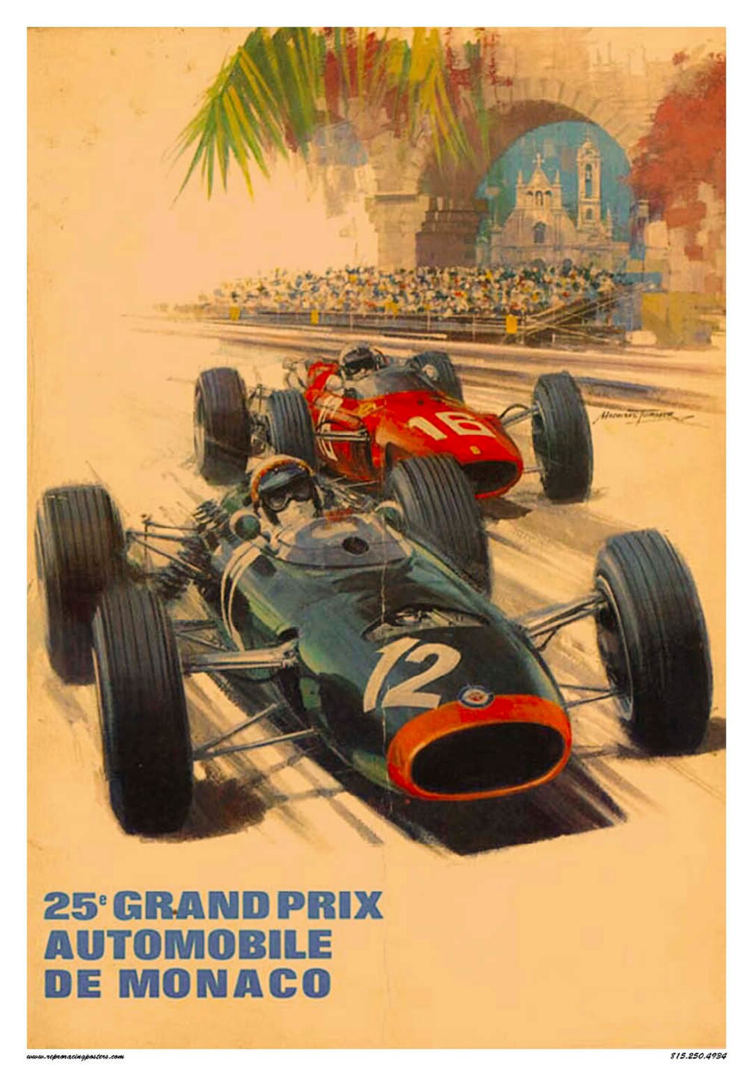 Vinatge Reproduction Racing Poster 1967 Monaco Grand Prix Formula One ...