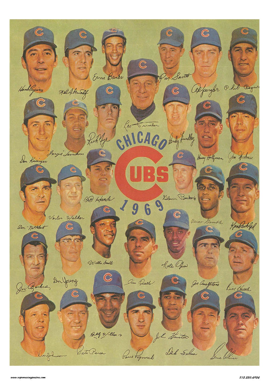 Vintage Reproduction Poster 1969 Chicago Cubs - Etsy