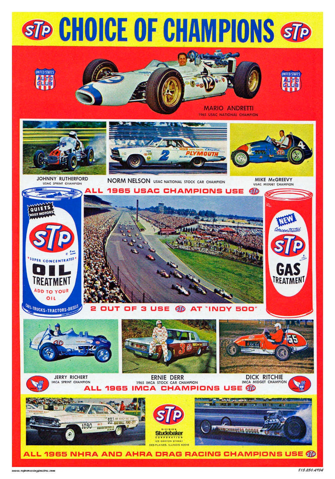Vintage Reproduction Racing Poster STP Fuel and Gas USAC Drag Racing ...