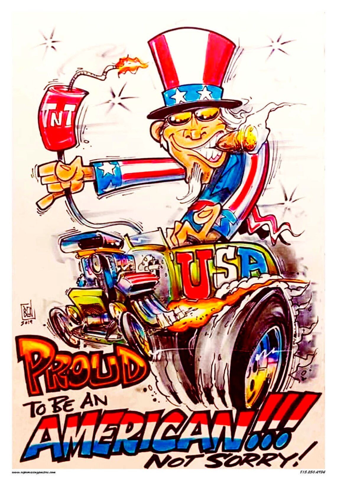 Vintage Reproduction Racing Poster Proud to Be an American Hot Rodder ...