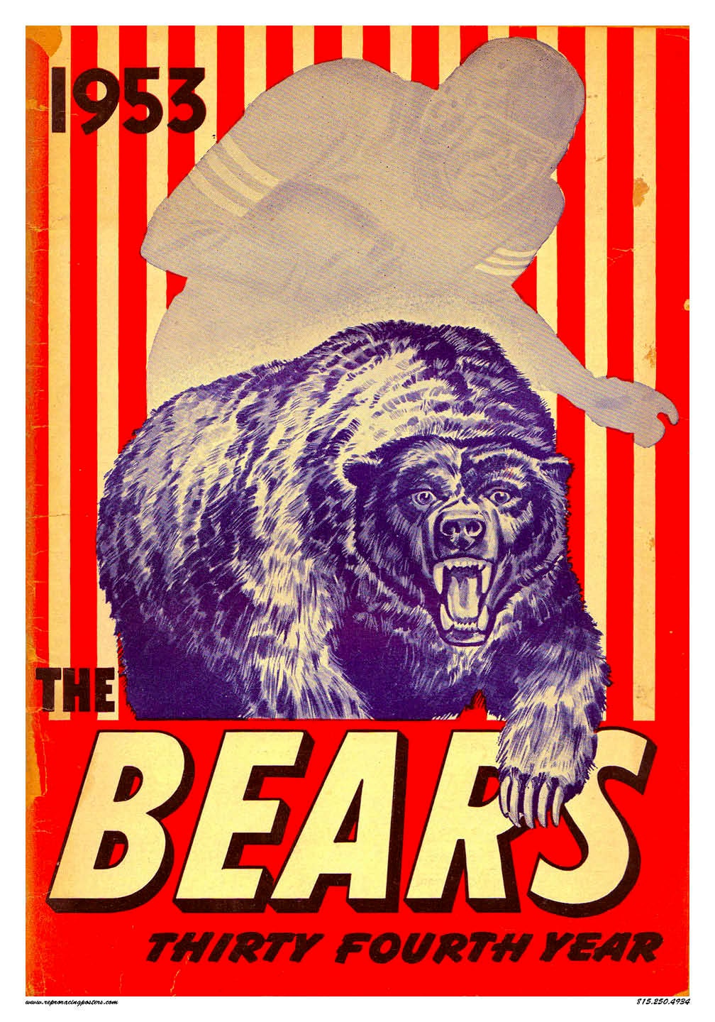 Vintage Reproduction 1953 Chicago Bears NFL Football Poster - Etsy