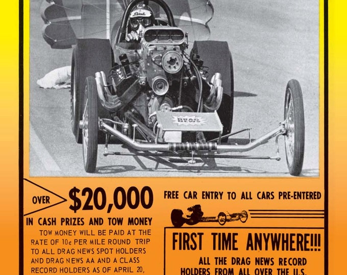 Vintage Reproduction Racing Poster Frantic Ford Mustang Drag - Etsy