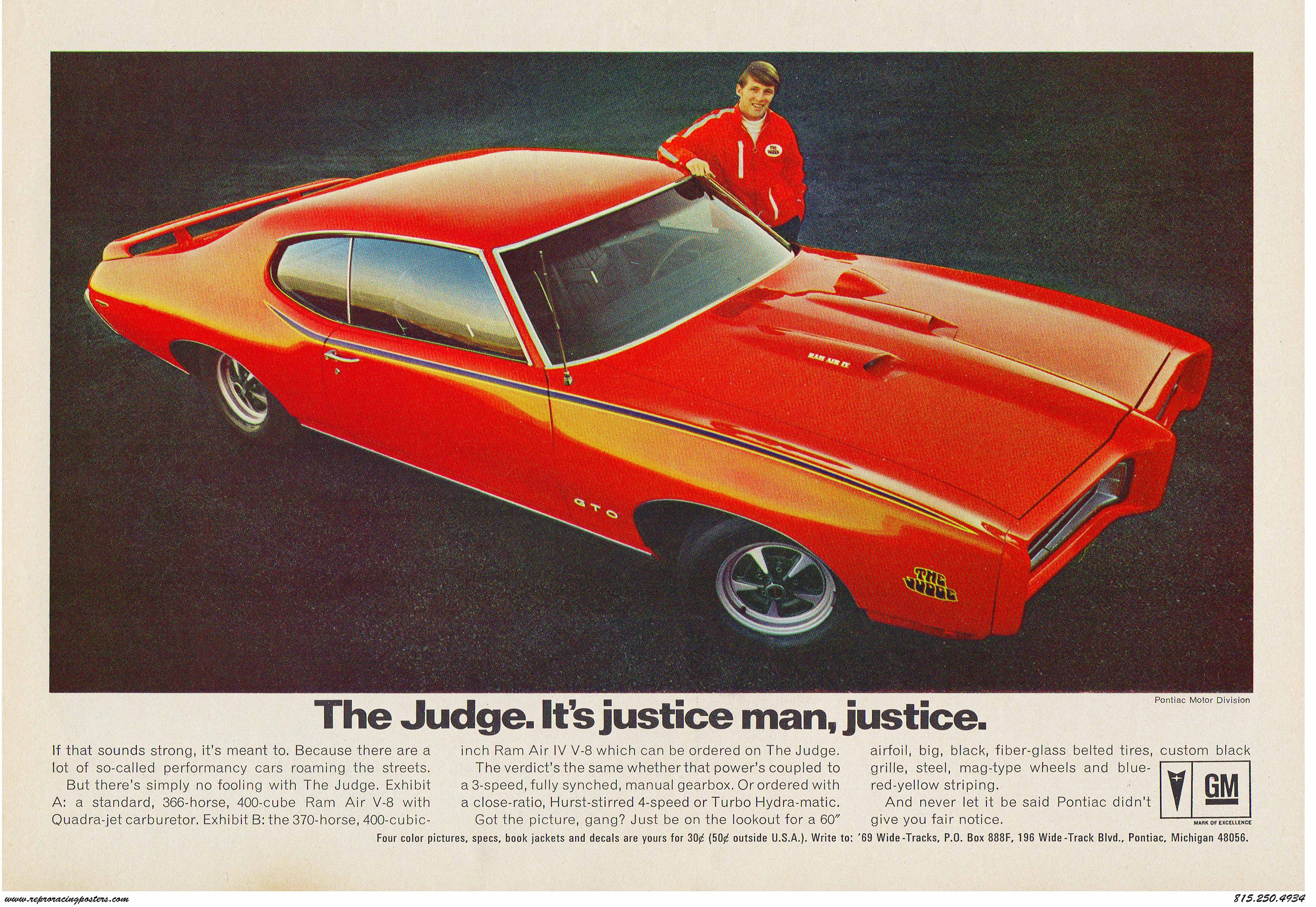 Vintage Reproduction Racing Poster Pontiac GTO Judge - Etsy