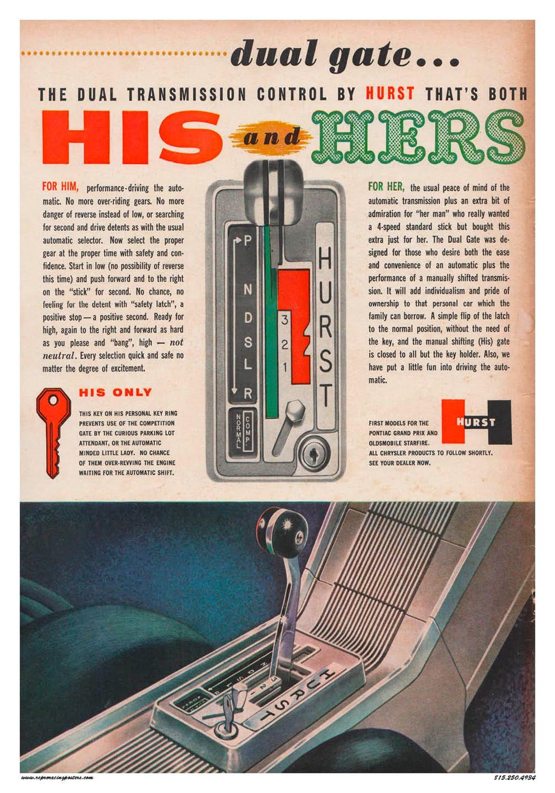 Vintage Reproduction Poster Hurst Shifters His and Hers - Etsy