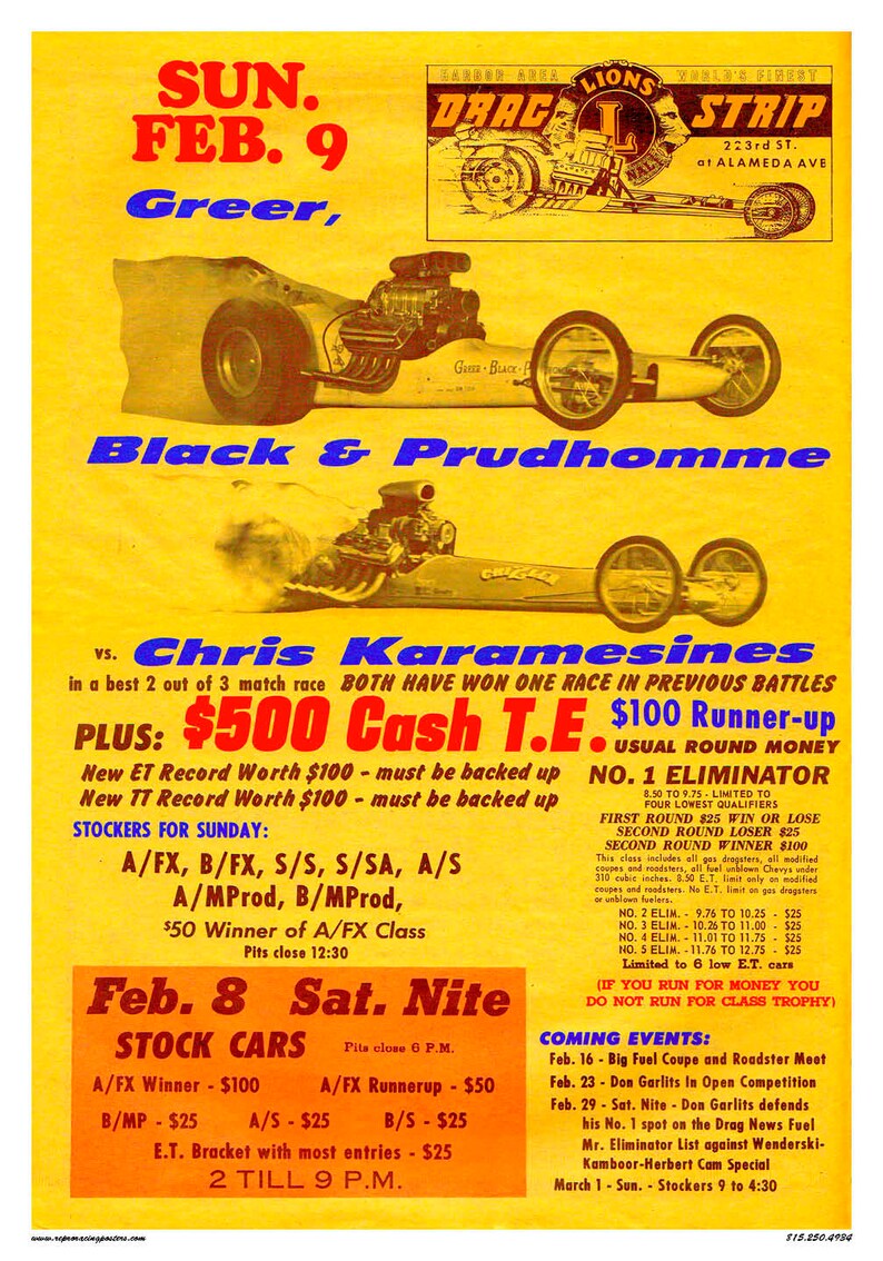 Vintage Reproduction Racing Poster Lions Drag Strip Top Fuel - Etsy