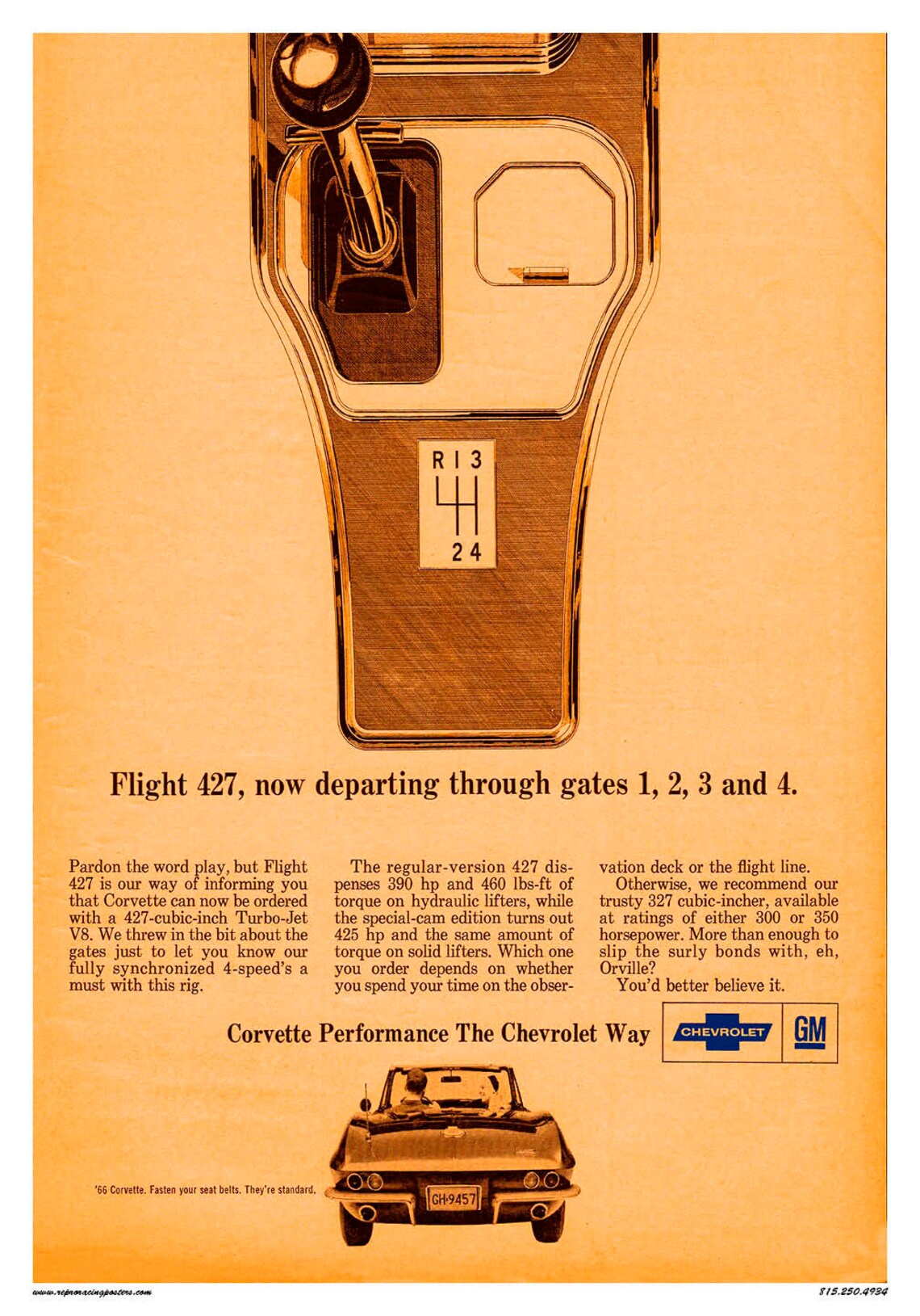 Vintage Reproduction Racing Poster Chevrolet Muscle Car Flight 427 - Etsy