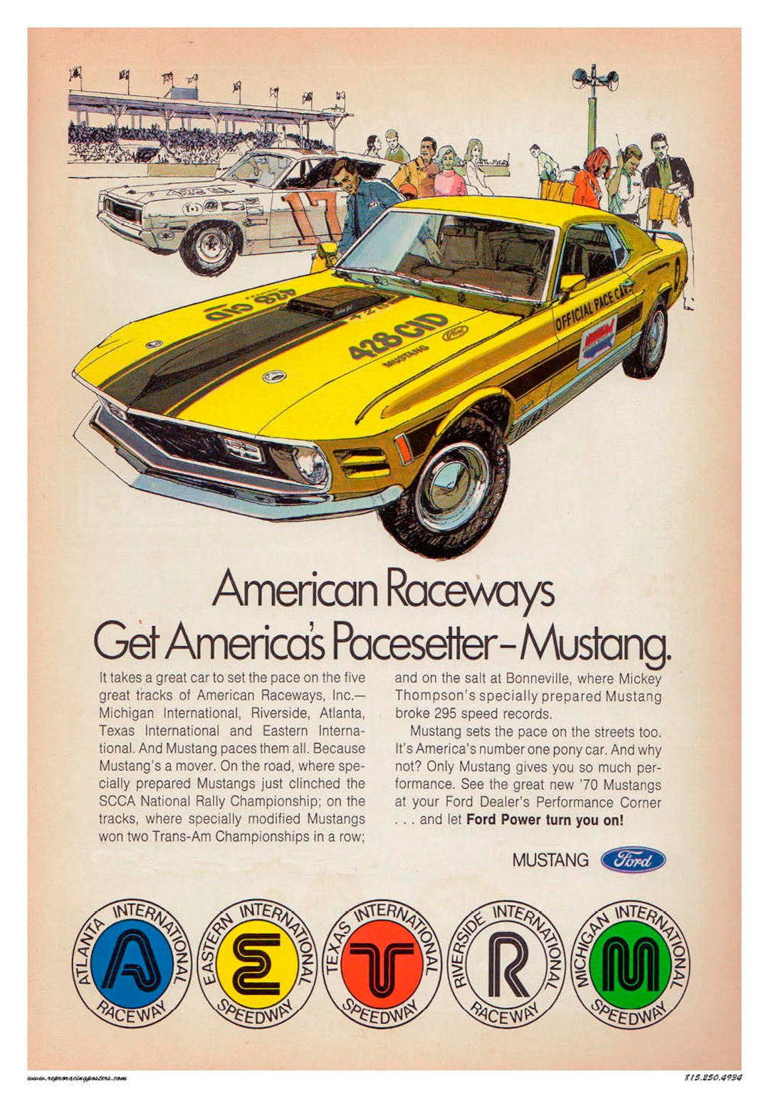 Vintage Reproduction Racing Poster Ford Mustang American Raceways - Etsy