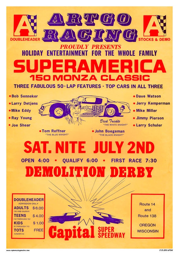 Vintage Reproduction Racing Poster Capital Super Speedway | Etsy