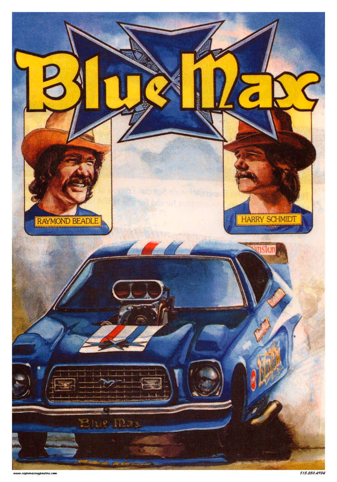 Vintage Reproduction Racing Poster Blue Max Funny Car Raymond Beadle ...