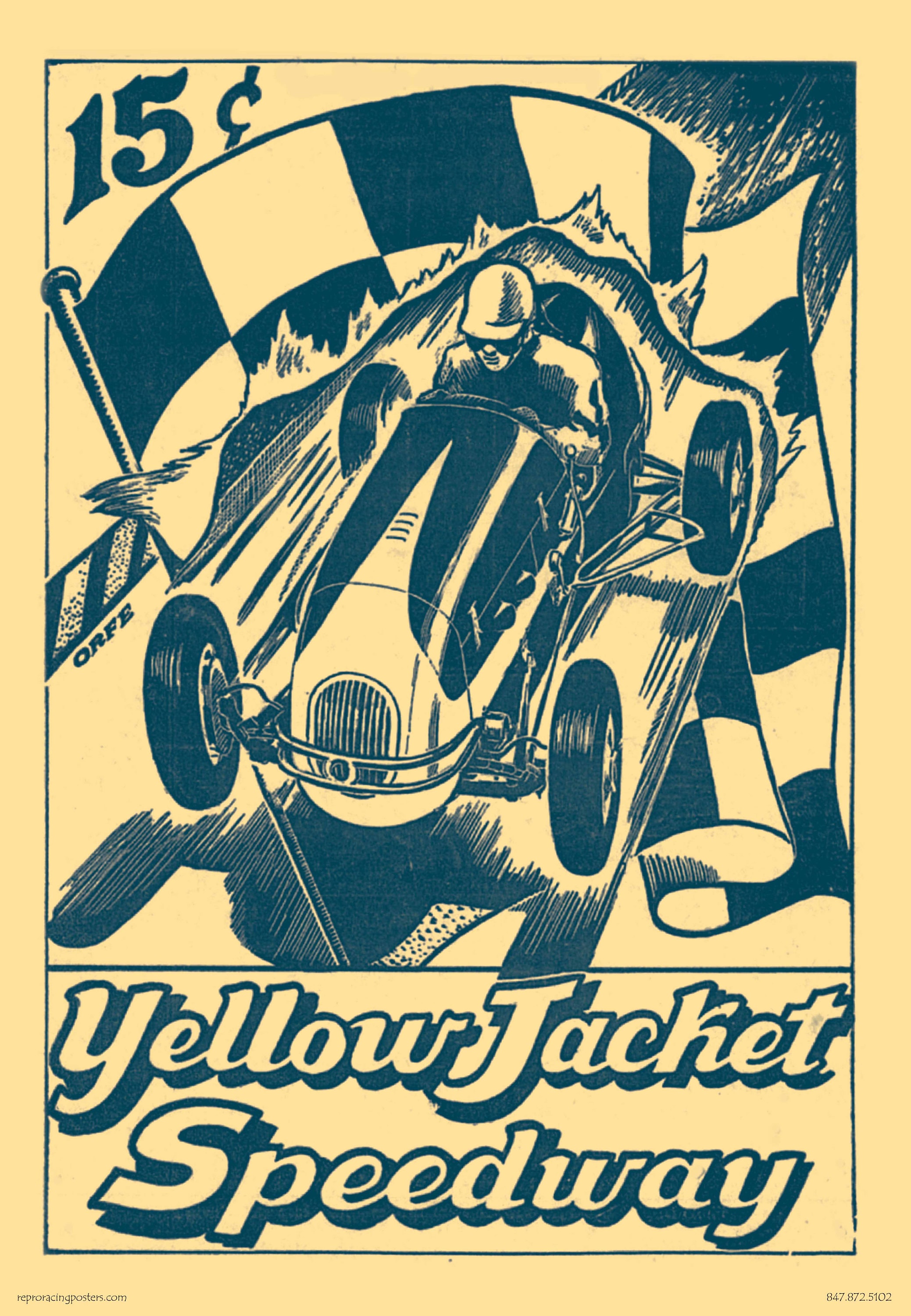 Vintage Reproduction Racing Poster Yellow Jacket Speedway Midget Races ...