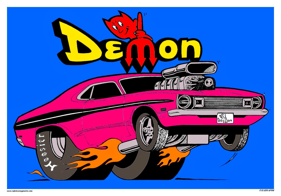 Vintage Reproduction Poster Dodge Demon Cartoon Garage Art - Etsy