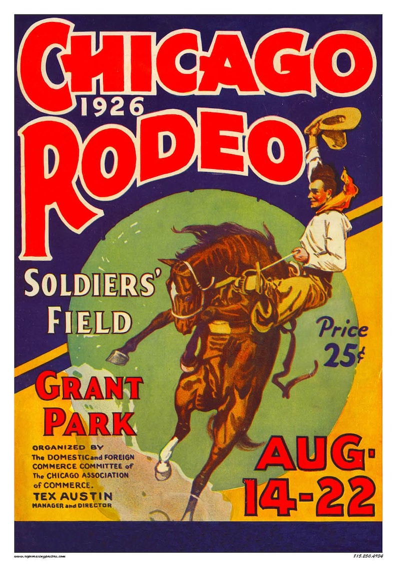 Vintage Reproduction Poster 1926 Chicago Rodeo Grant Park - Etsy