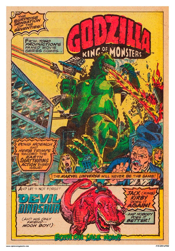 Vintage Reproduction Poster Godzilla Etsy