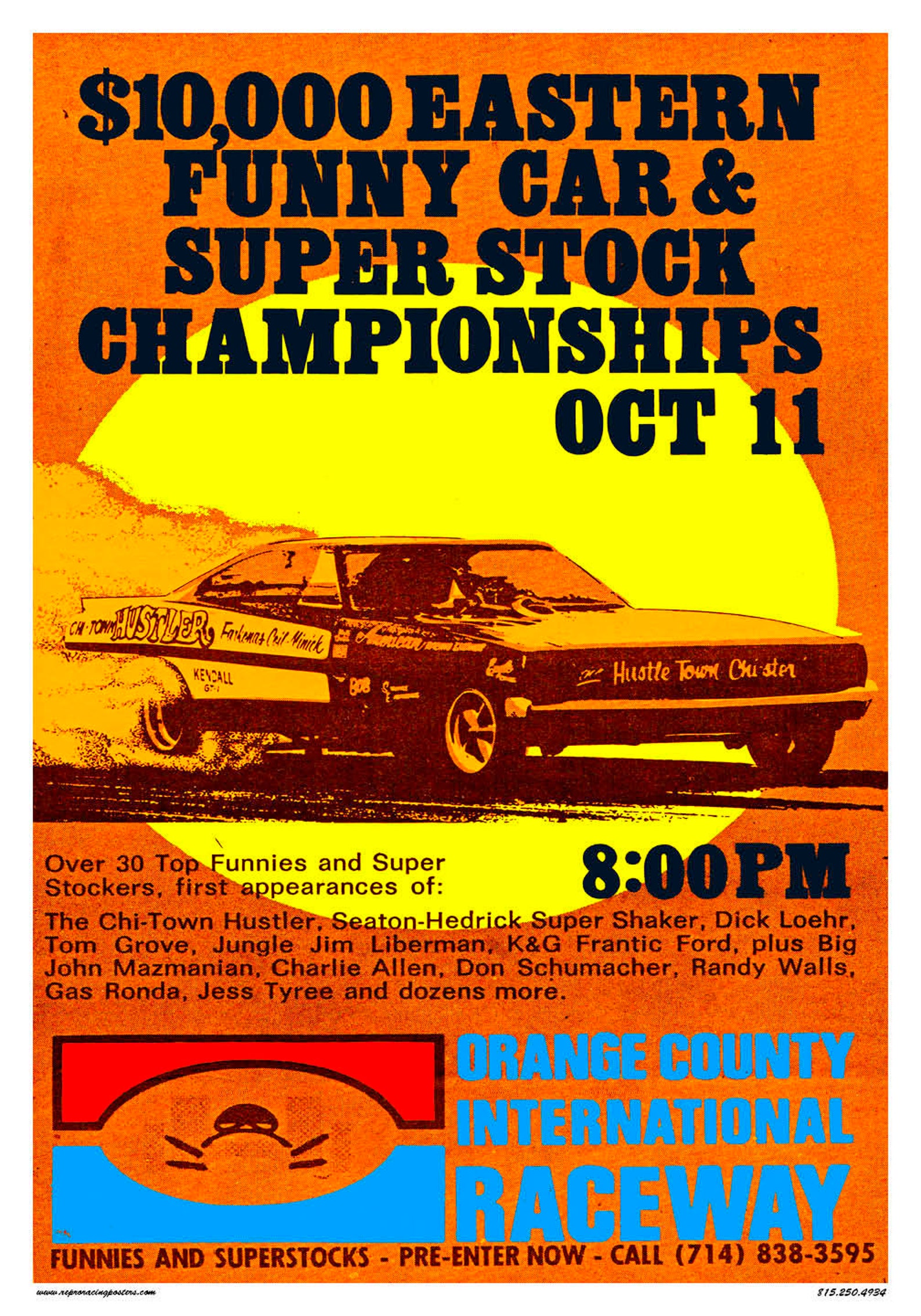 Vintage Reproduction Racing Poster Orange County Raceway NHRA | Etsy
