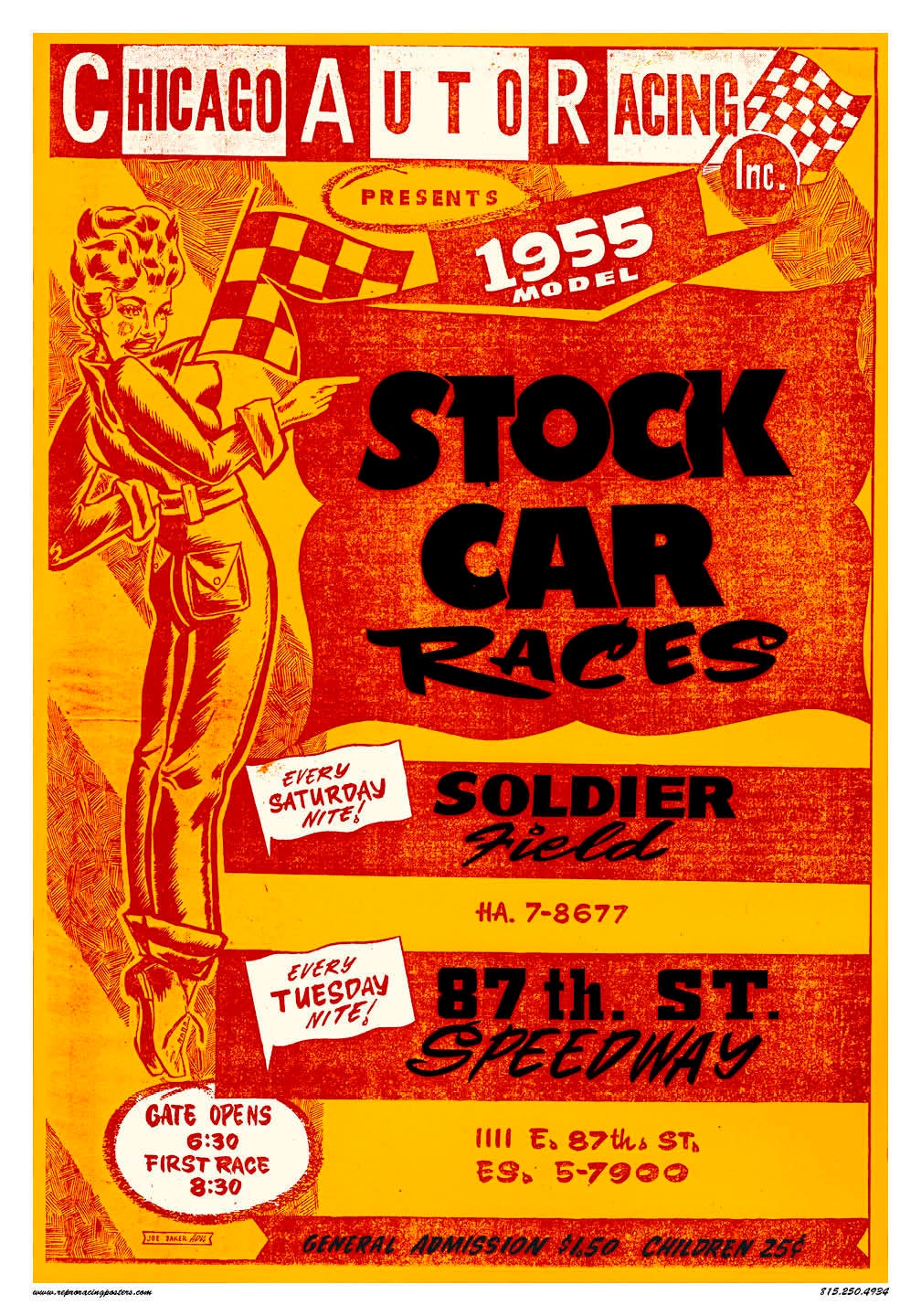 Vintage Reproduction Racing Poster 1955 Chicago Auto Racing Stock Cars ...