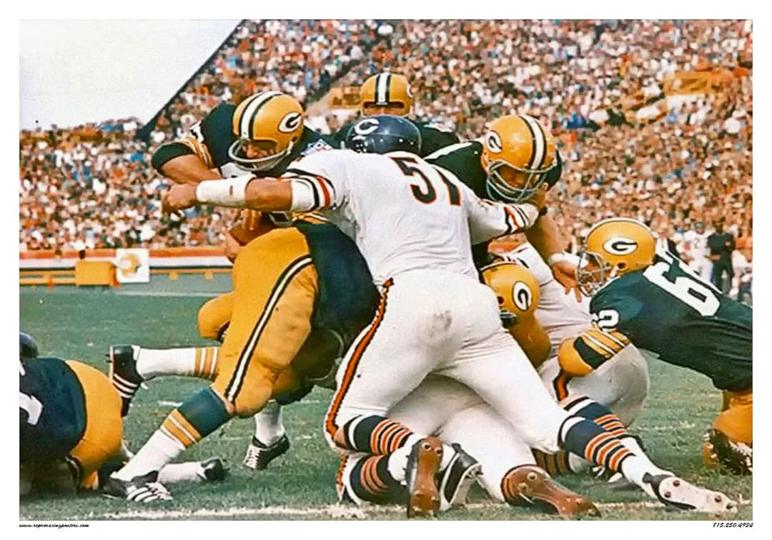 Vintage Reproduction Poster Dick Butkus Blocking Green Bay Line - Etsy