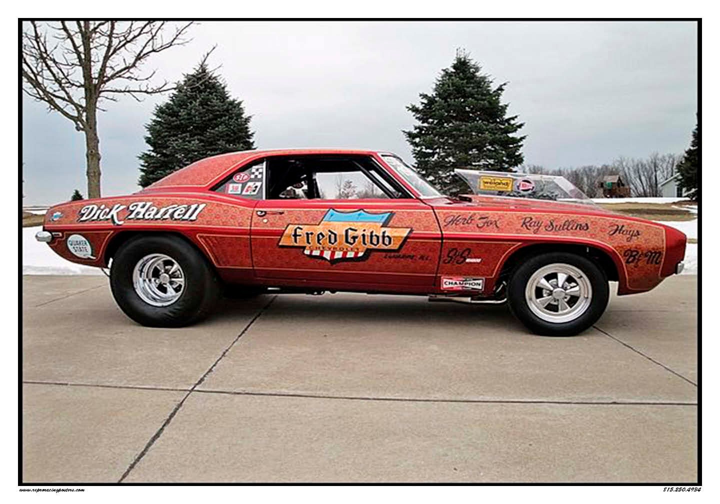 Vintage Reproduction Racing Poster Dick Harrell Fred Gibb Pro Stock ...