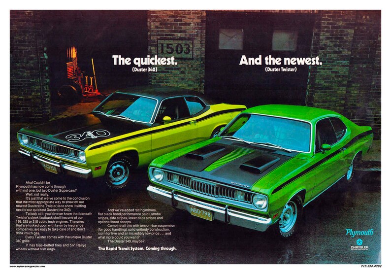 Vintage Reproduction Poster Plymouth Dusters and Demons Muscle Cars - Etsy