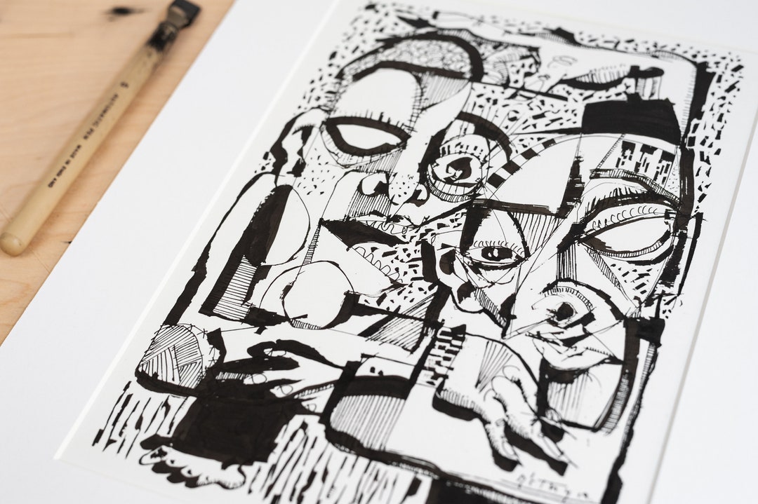 Buddies - Original, Signed, Modern, Abstract, Expressionist, Surreal ...