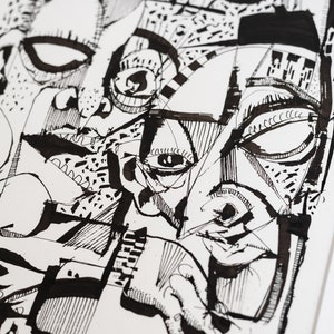 Buddies - Original, Signed, Modern, Abstract, Expressionist, Surreal ...
