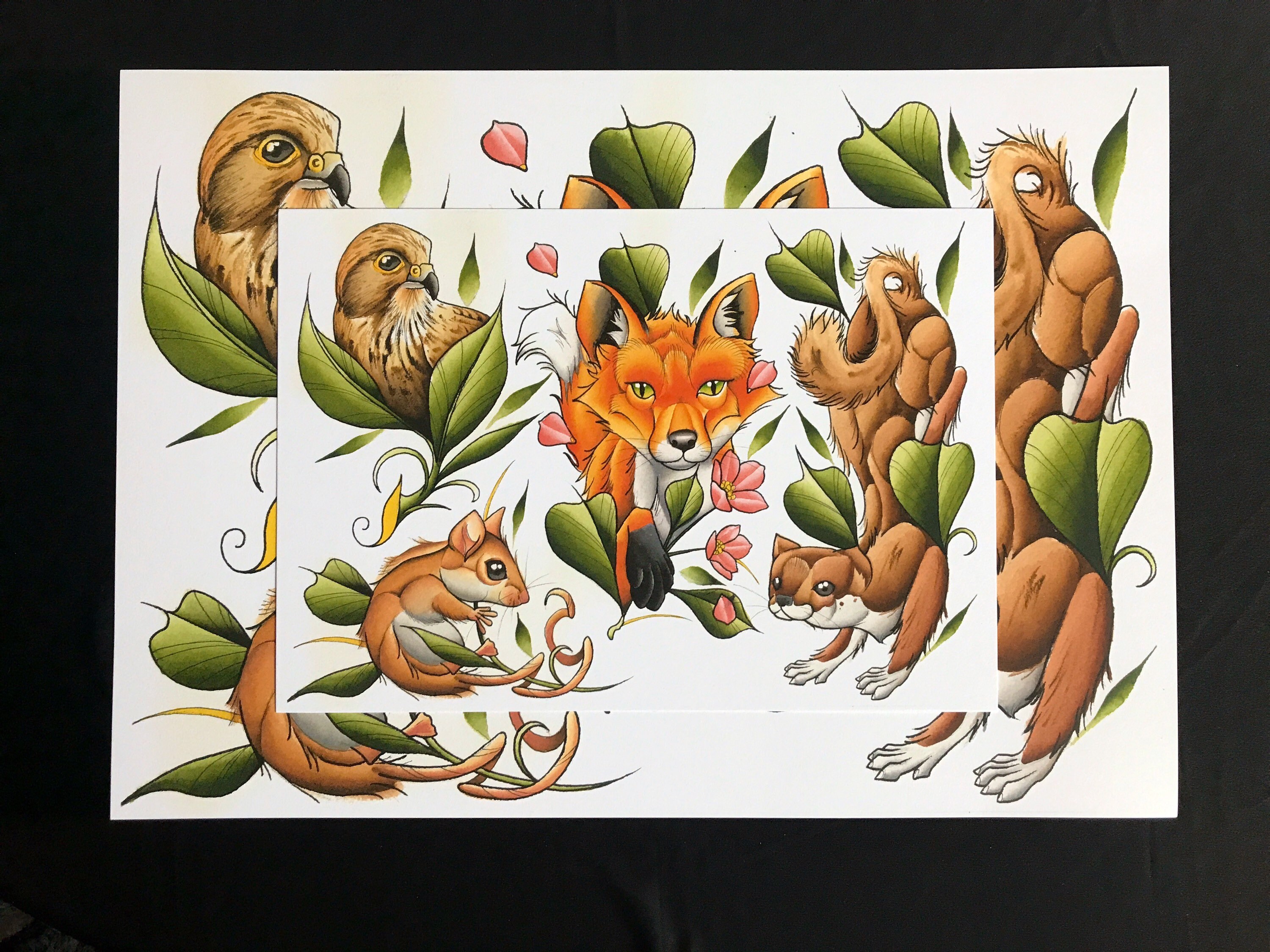 Neo-traditional British Wildlife Tattoo Art Print - Etsy